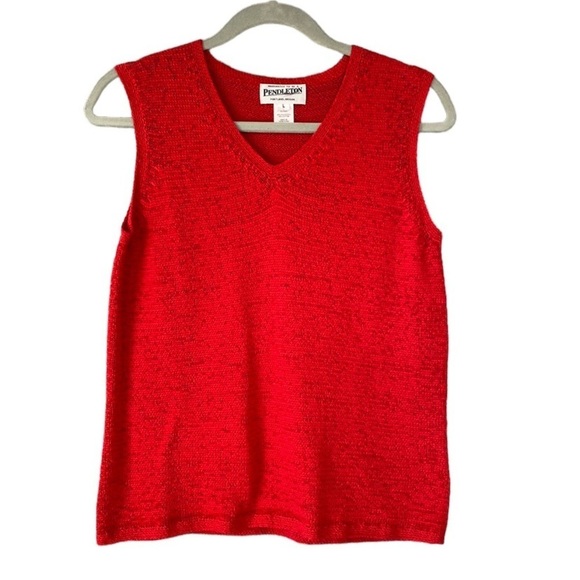 Pendleton | Sweaters | Vintage Pendleton Red Knit V Neck Sweater Vest ...